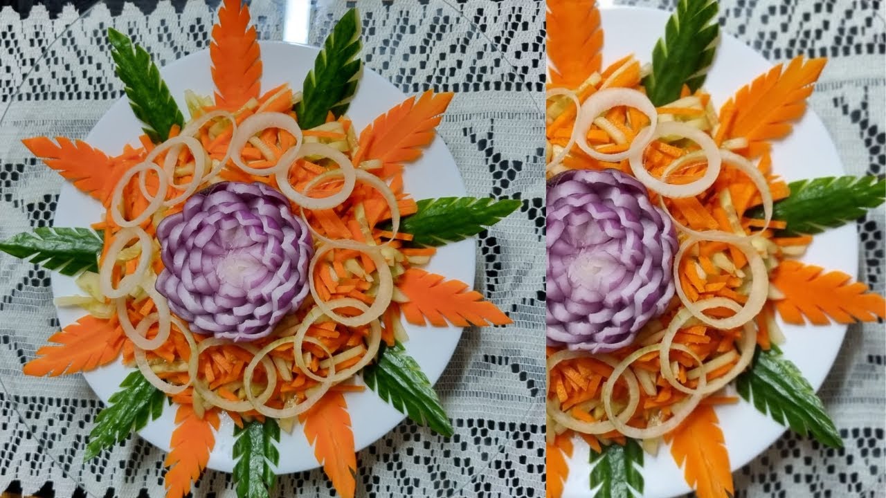 Salad decoration ||Vegetables carving || Onion flower - YouTube
