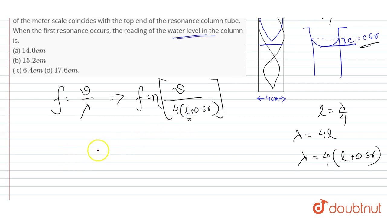 A student is performing the experiment of resonance column. The ...