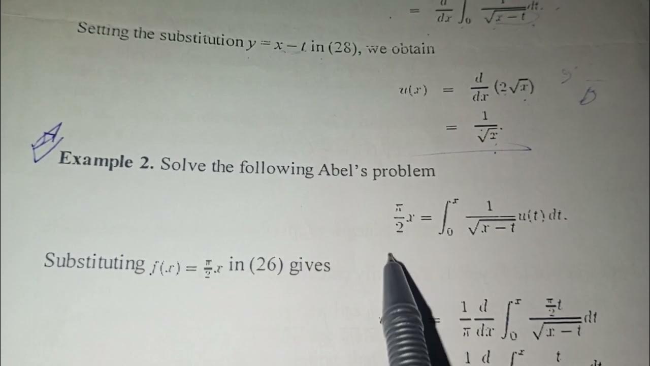lecture no 19 integral equation topic:questions of Abel's problems - YouTube
