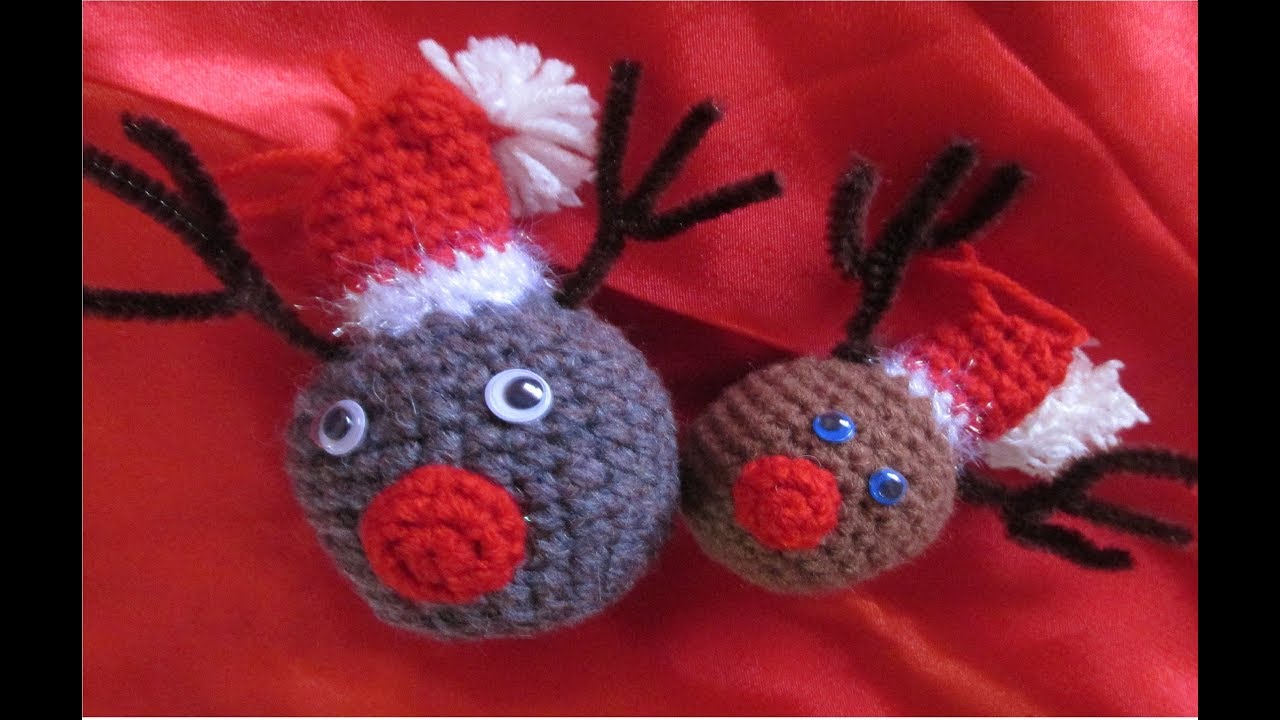 Glob crosetat, cap de ren / Decoratiune pentru bradul de Craciun - YouTube