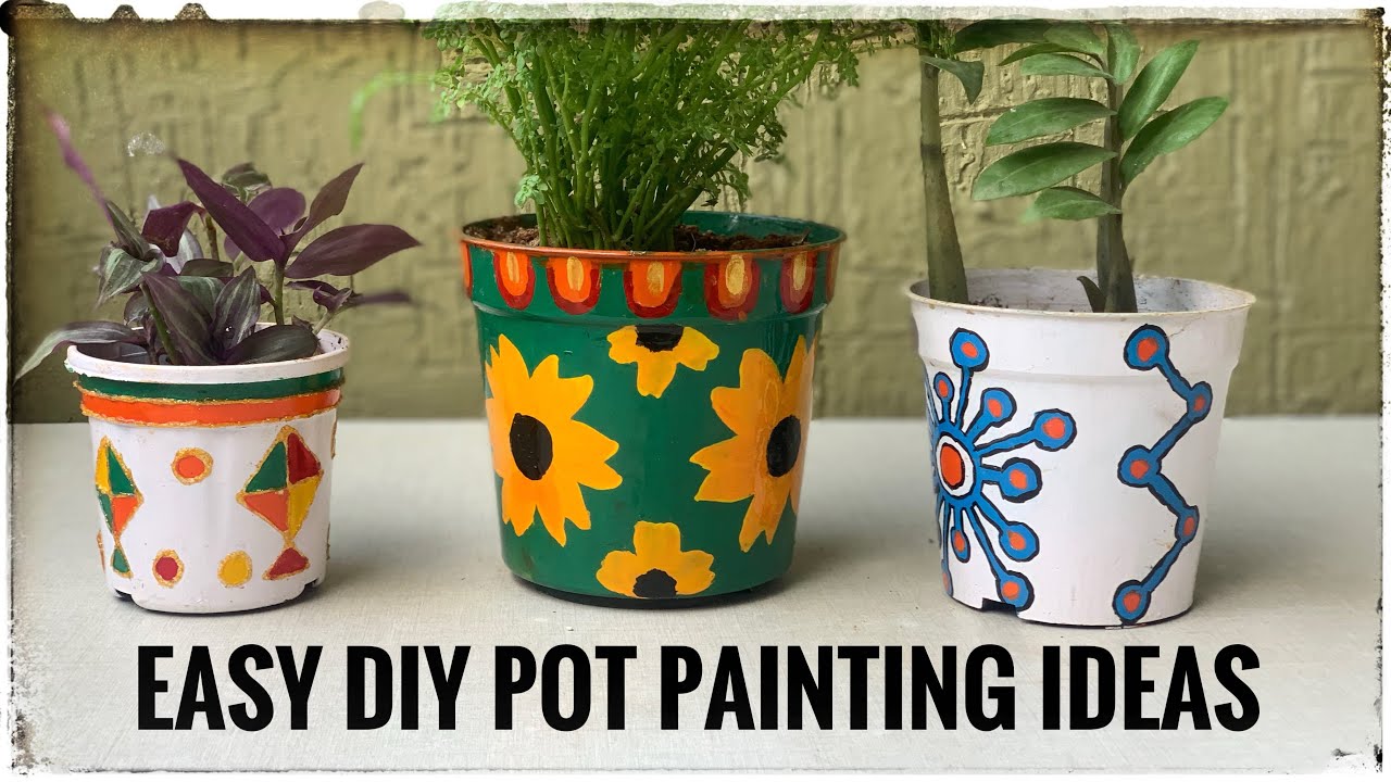 Convert Old Plastic Planters Into New One | Old Plastic Pot Painting ...