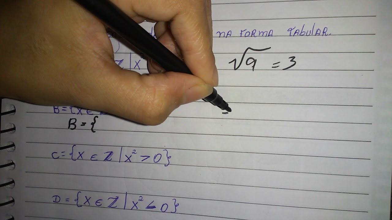 Representação do conjunto na forma Tabular. - YouTube