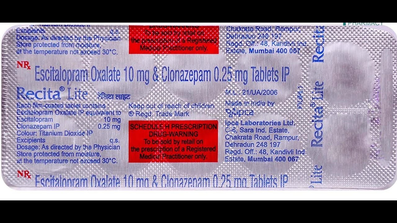 Recita Lite Tablet uses. #Recita #Clonazepam #Escitalopram #Oxalate # ...