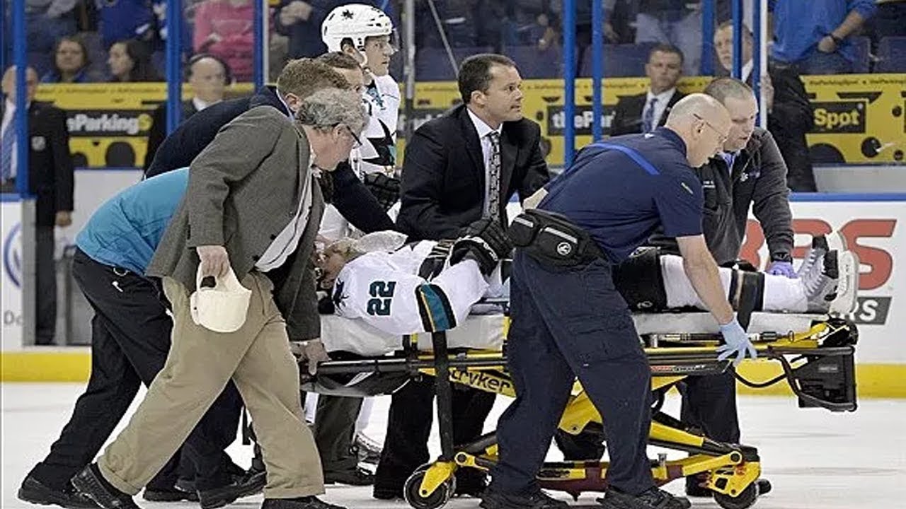 NHL: Players Stretchered Off - YouTube