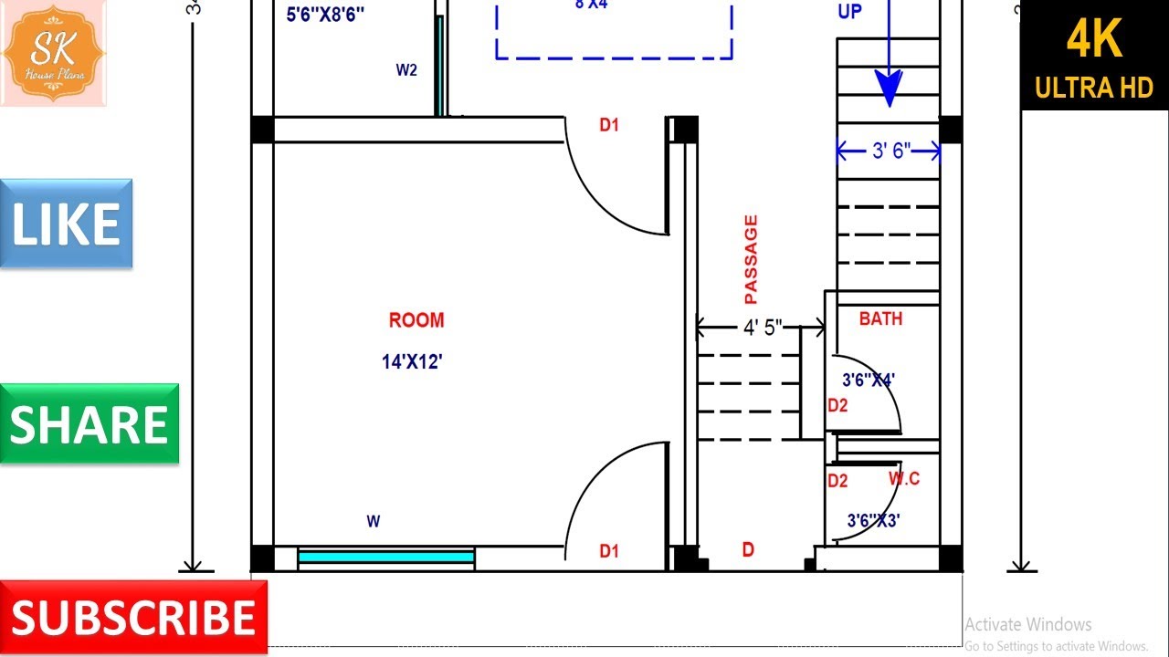 HOUSE PLAN 24’2” X 34'6” / 834 SQ.FT / 93 SQ.YDS / 77 SQ.M / 93 GAJ ...