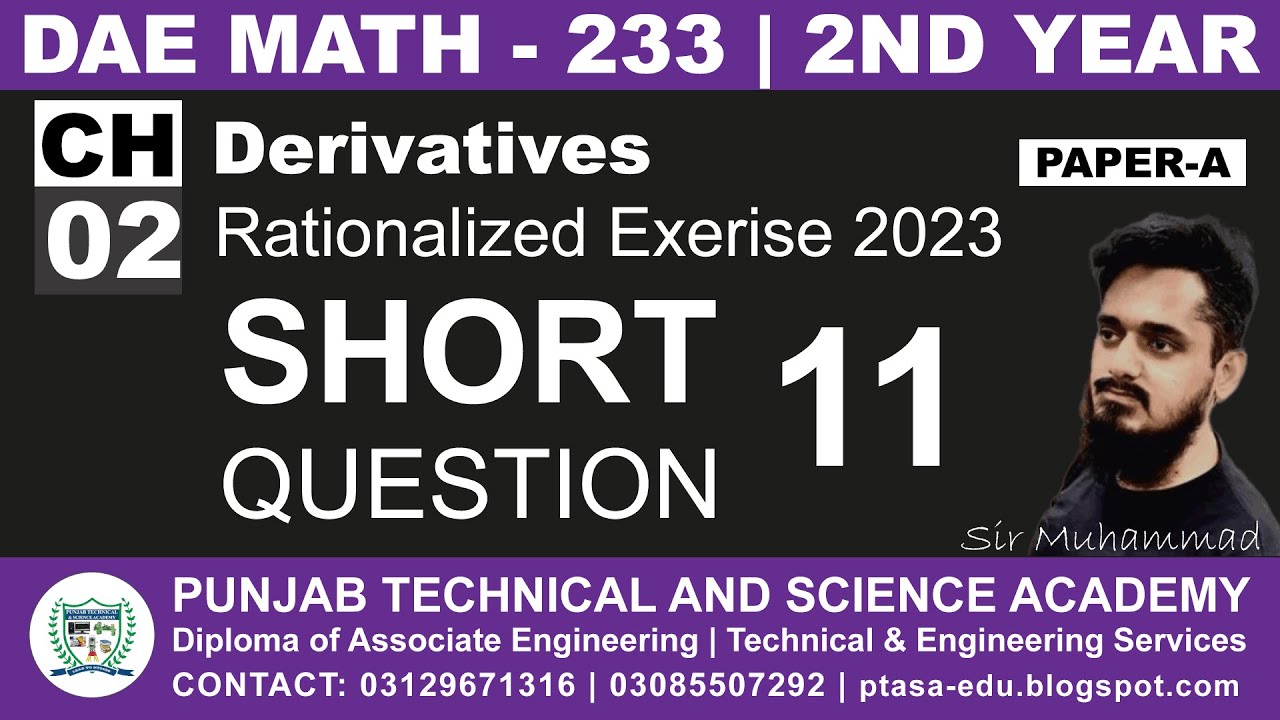 DAE MATH 233 Chapter 2 Short Question 11 | Sir Muhammad - YouTube