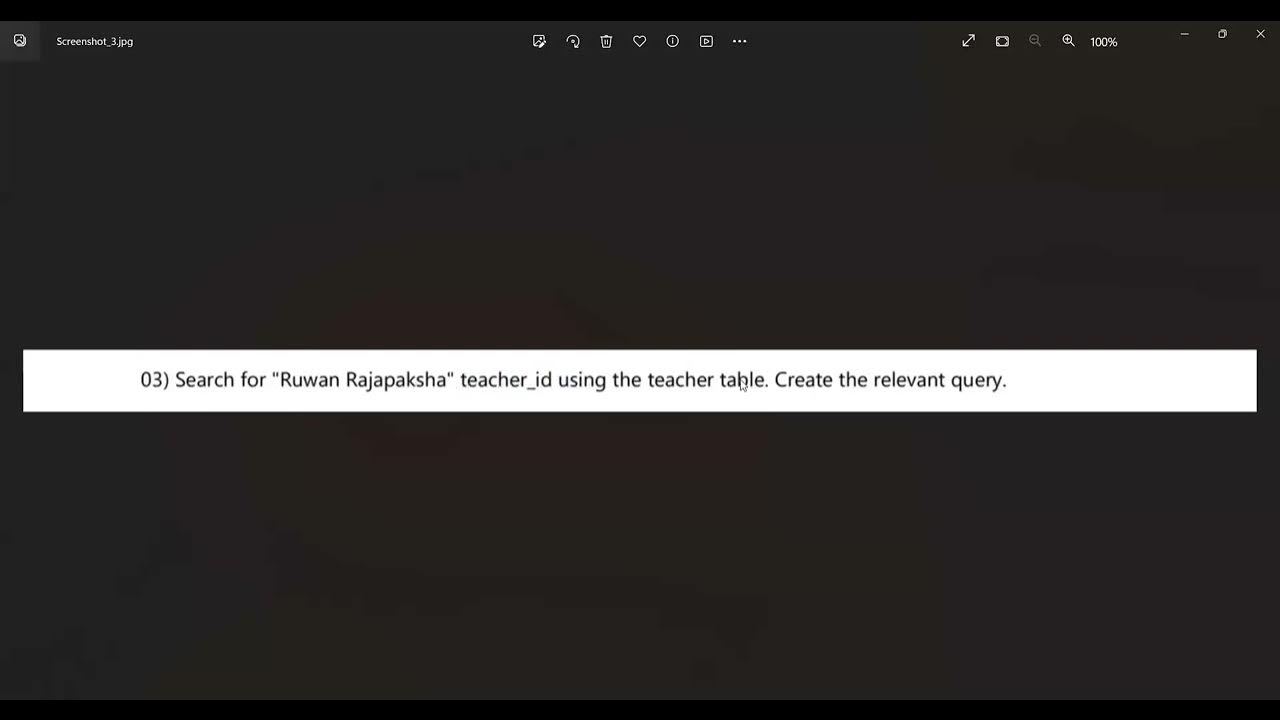 Task 48 - Create a query statement relevant to updating, searching and creating a view of the ...