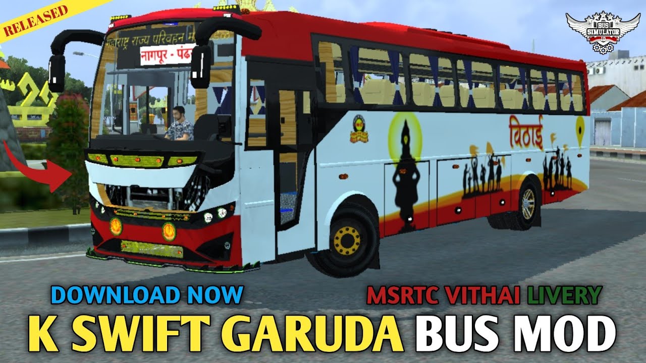 Msrtc Vithai Bus Livery Download for bussid | K Swift Garuda Bus Mod ...