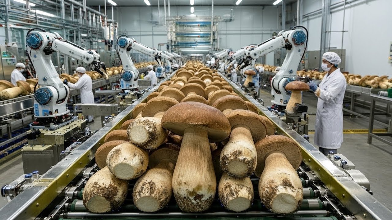 Inside a Modern Factory: Cremini Mushroom Processing Step by Step - YouTube