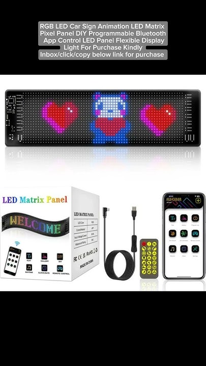 RGB LED Car Sign Animation LED Matrix Pixel Panel DIY Programmable ...