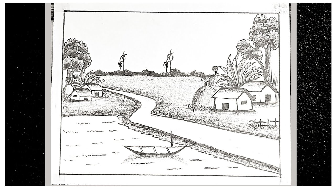 How to draw a village scene step by step whit pencil colour || - YouTube
