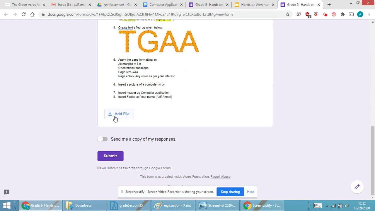 Uploading the activity on Google Form - YouTube