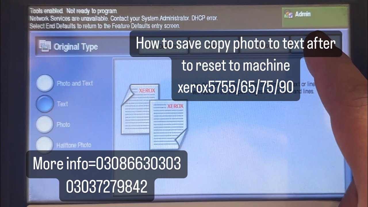 How to save copy photo to text after to reset to machine xerox5755/65 ...