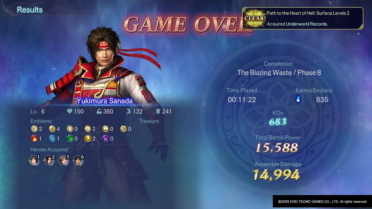 WARRIORS: Abyss Hell Gate 001 - Yukimura Sanada Game Over. # ...