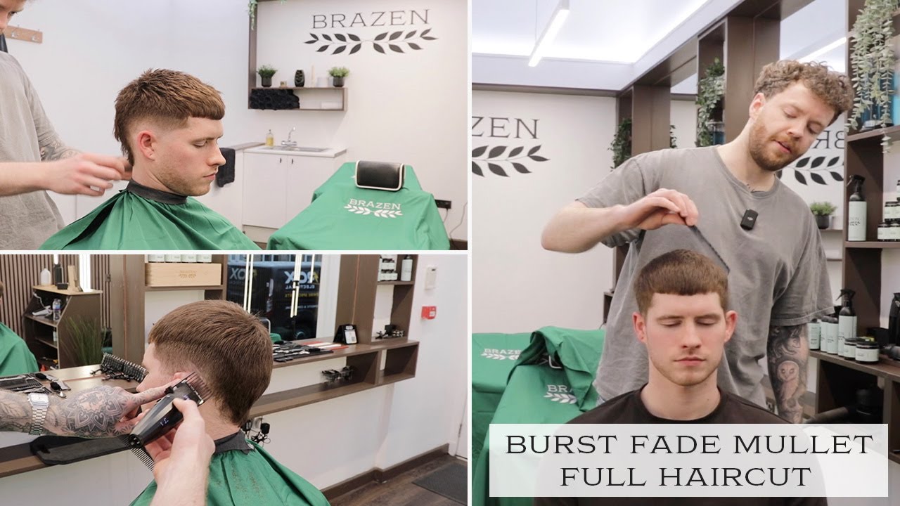 Barber Tutorial - Burst Fade Mullet (fading system/scissor/shapeup ...