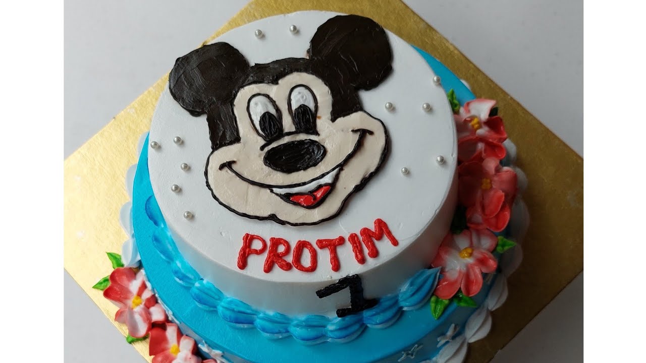 micky mouse theme cake| trending video|cake decoration video|two tier ...