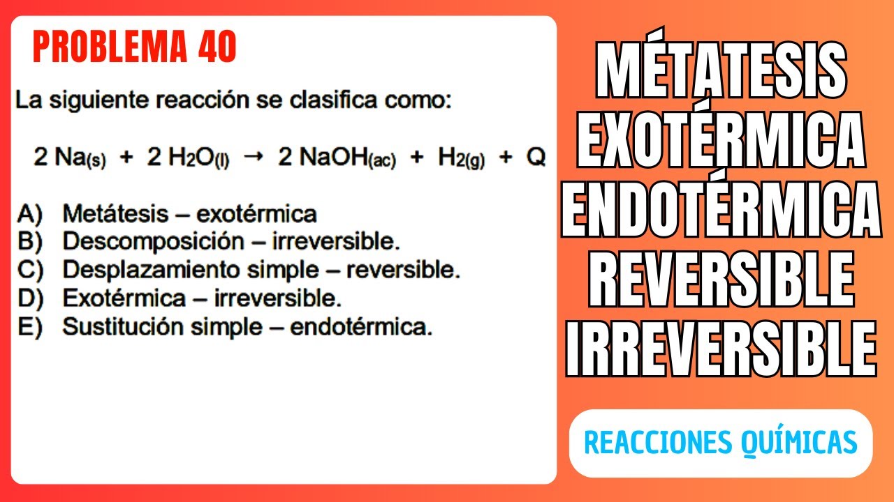 cómo reconocer reacción de METÁTESIS Exotérmico Endotérmico ...