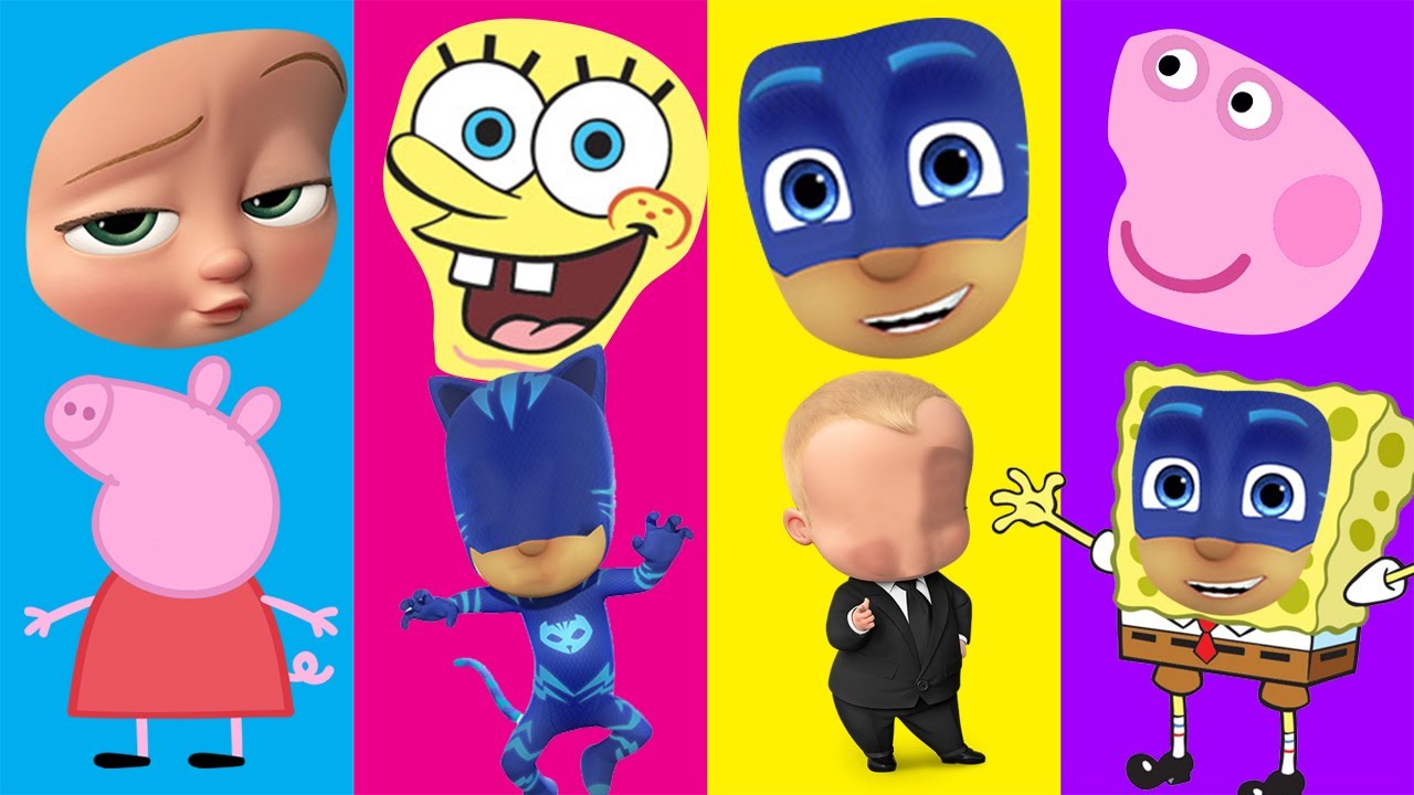 WRONG FACE SpongeBob Boss Baby Pj Masks Peppa Pig Song Learn Colors for ...