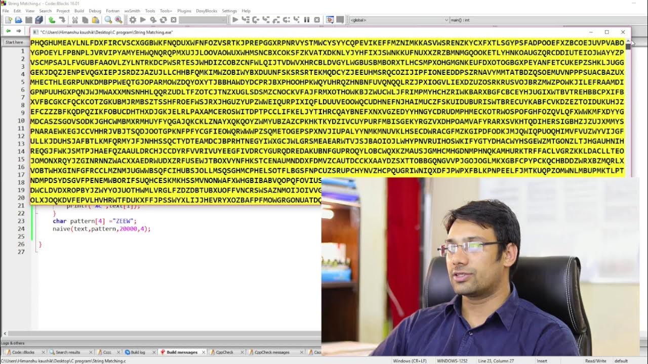 Competitive Programming - Implementation of Naive String Matching Algorithm - YouTube
