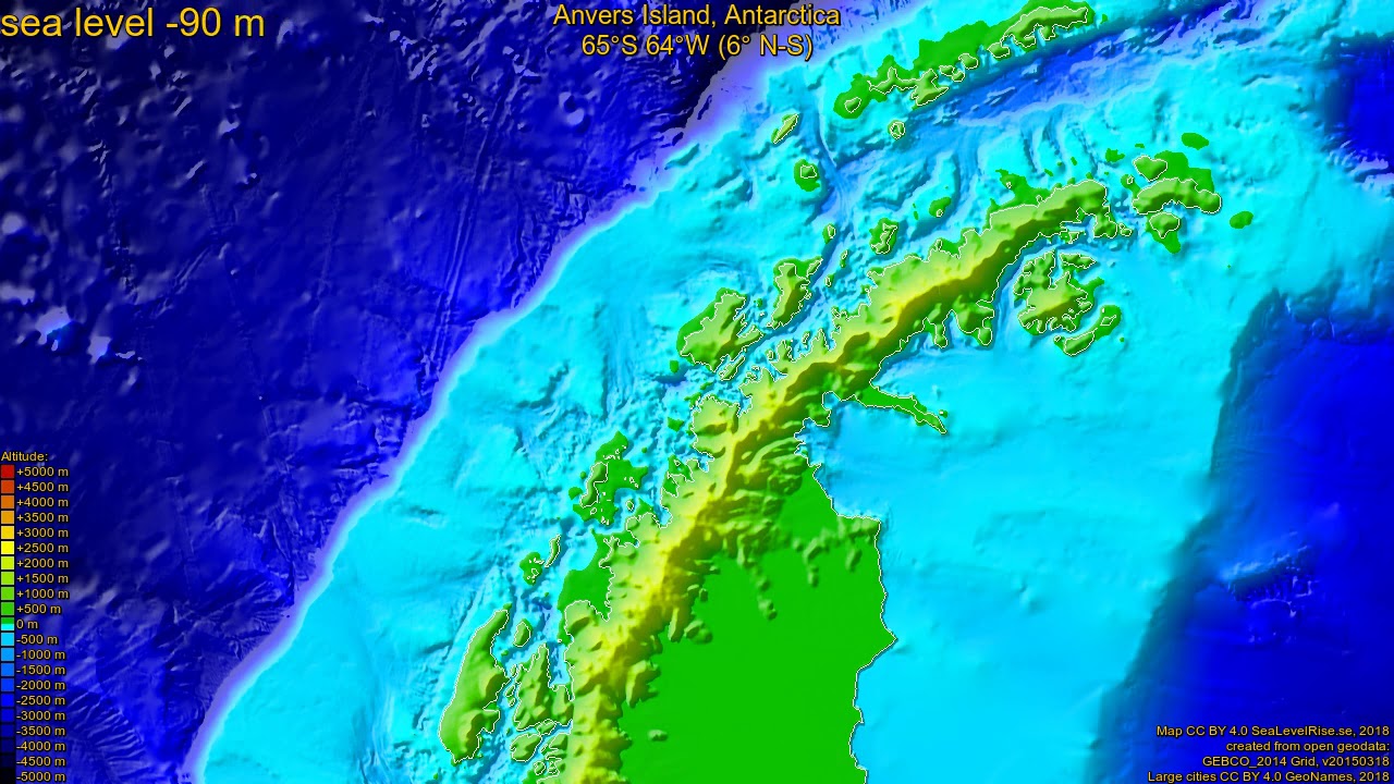 Anvers Island, Antarctica, (z+c) sea level rise -135 - 65 m - YouTube