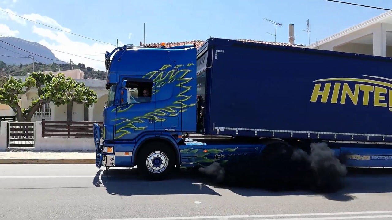 Scania V8 Power Acceleration Open Pipe Sound! Old Generation 164l - YouTube