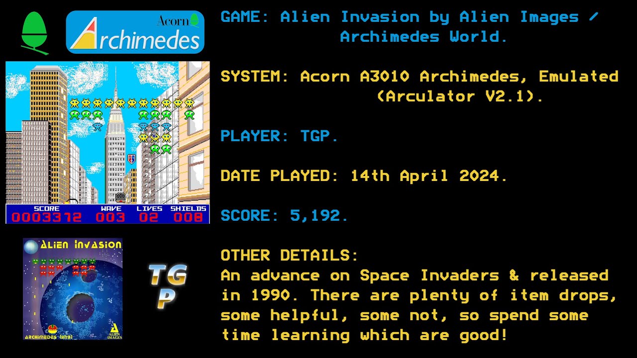 Alien Invasion - Alien Images - Acorn A3010 Archimedes - Emulated ...