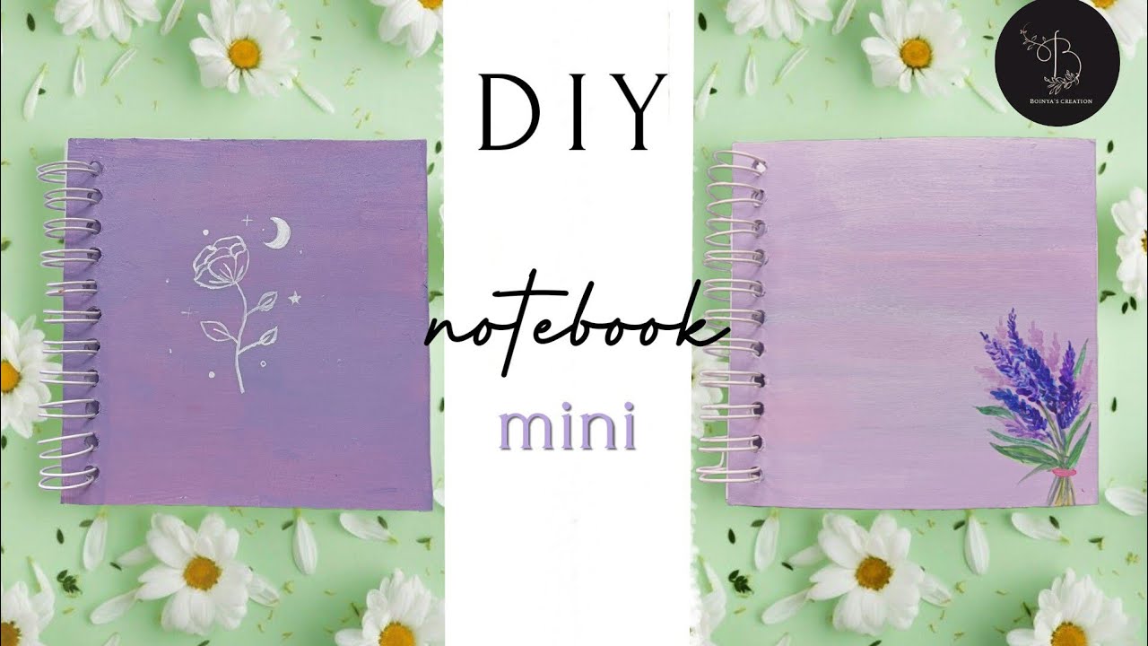 DIY mini notebook / Very easy and cute lavender notebook #diy # ...