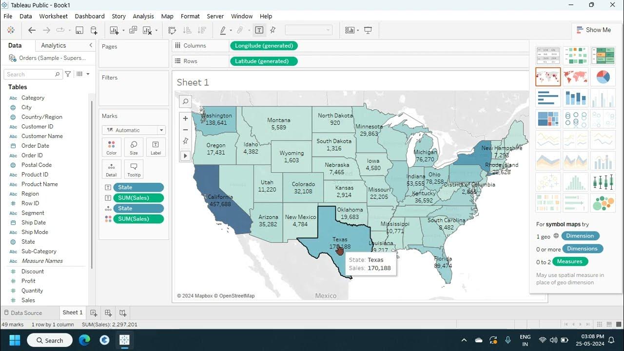 Create Map chart In Tableau - YouTube
