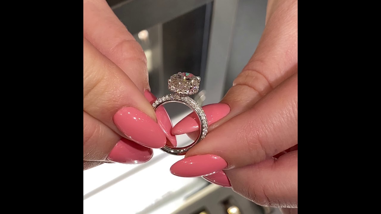 3 ct Oval Diamond Three-Row Engagement Ring - YouTube