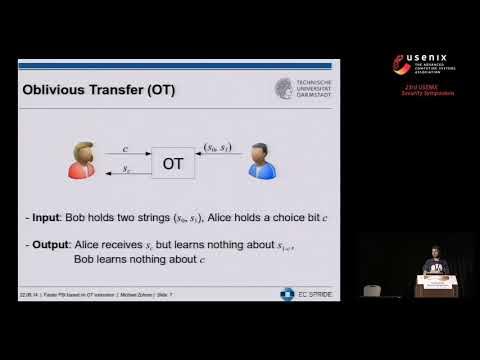 USENIX Security '14 - Faster Private Set Intersection Based on OT Extension - YouTube