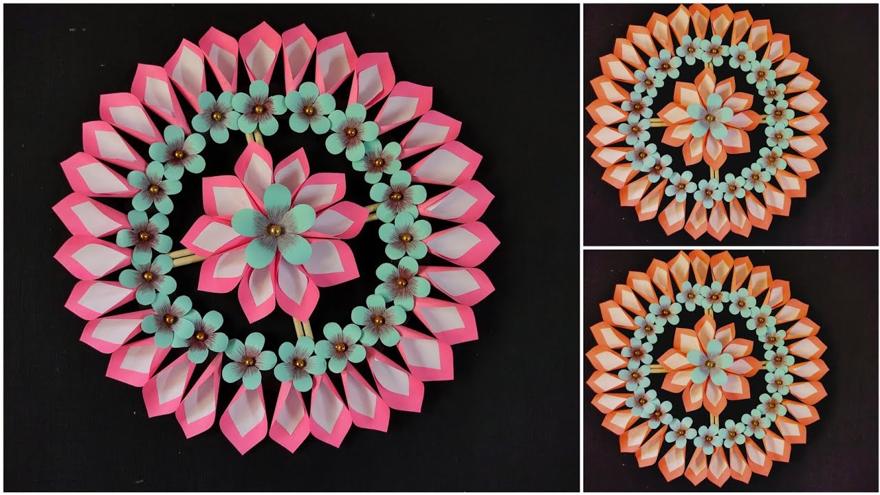 Beautiful Paper Flower Wall Decor Idea// Diy Craft - YouTube