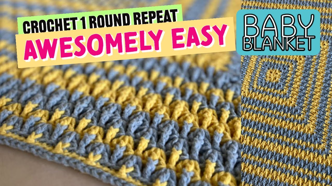 Left Hand: Awesomely Easy 1 Round Repeat Crochet Baby Blanket - YouTube