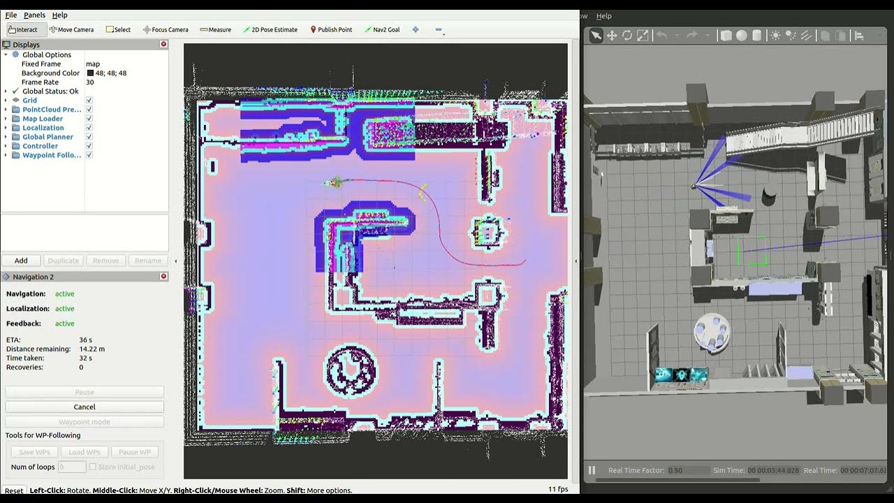【Autoware Universe ekf_localizer + Navigation2】Autonomous mobile robot simulation. 2023.12.21 ...