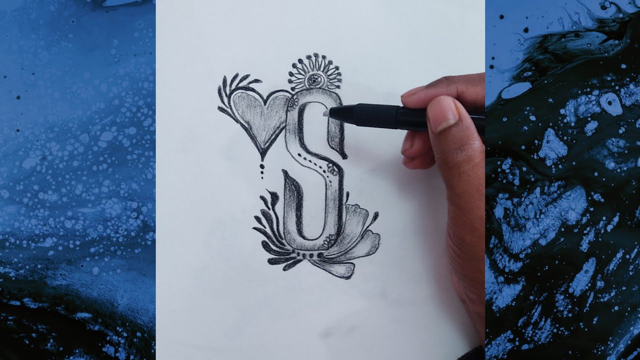 How to make a Beautiful S letter #tatto drawing with pencil || simple ...