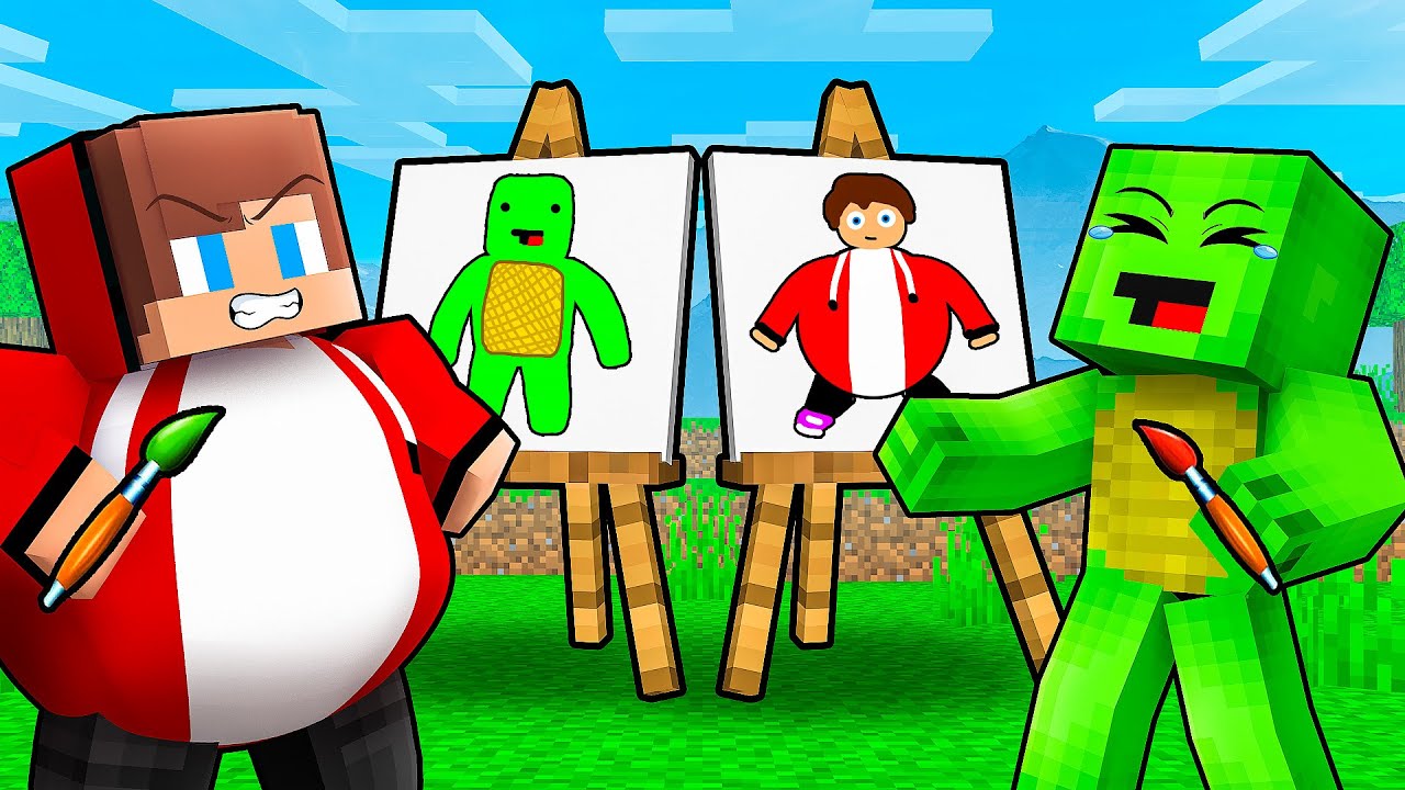 JJ and Mikey: SPEED DRAWING Battle in Minecraft - Maizen - YouTube