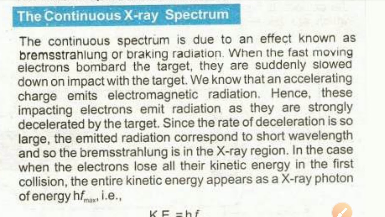 Class 12 Ch 20 Continuous X-ray Spectrum - YouTube