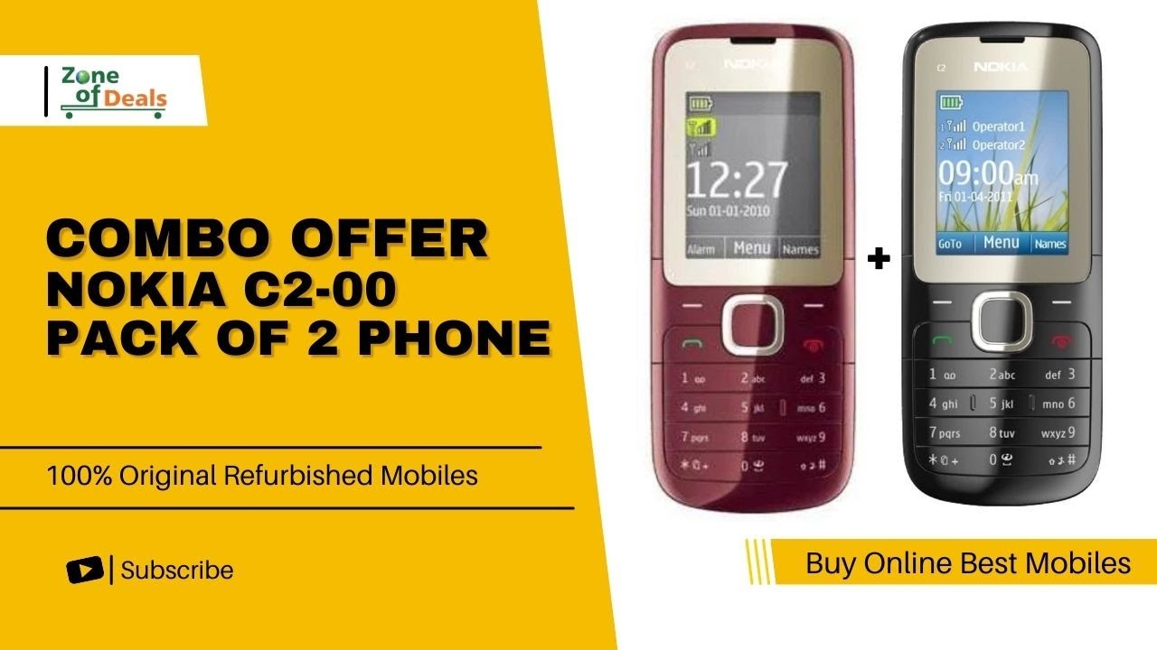 🎉 BUY NOW!! Combo Offer Nokia C2-00 Keypad Mobile Refurbished ...