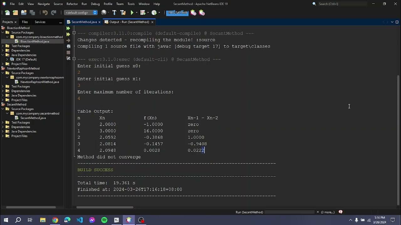 Numerical and Symbolic Computations - Secant Method (Simulation in Java) - YouTube