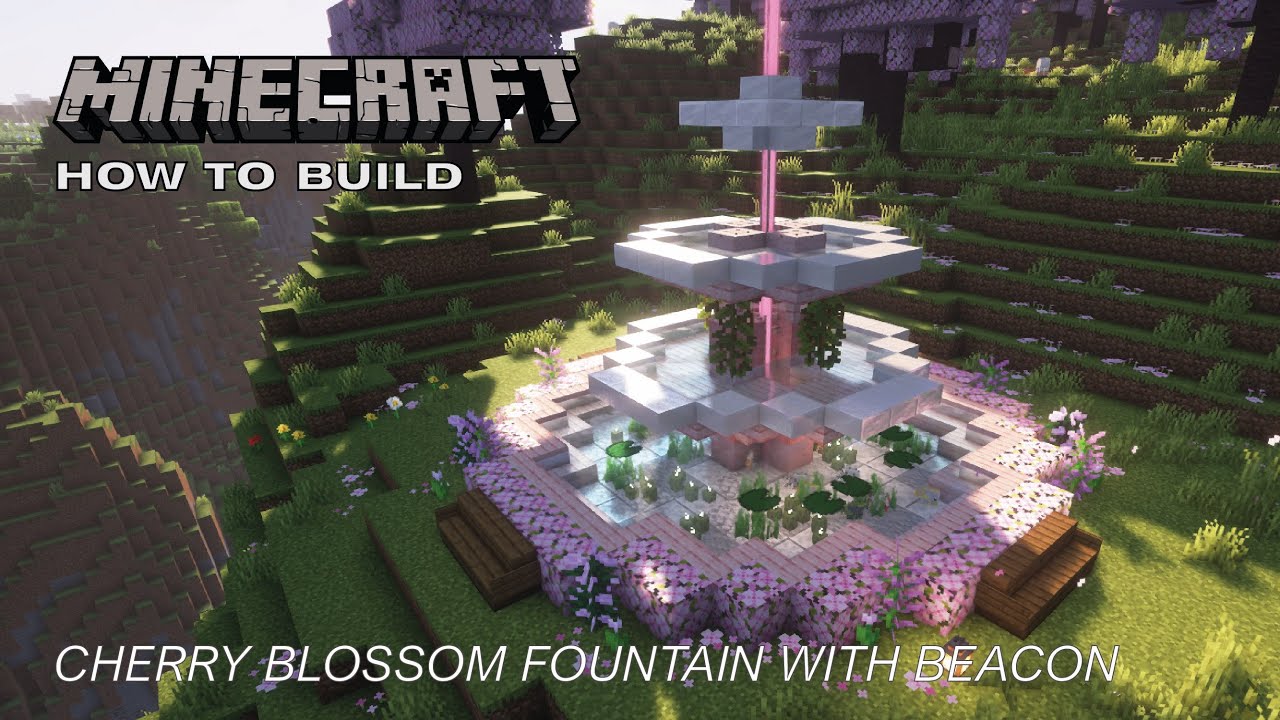 Cherry Blossom Fountain With Beacon - Minecraft How To Build - YouTube
