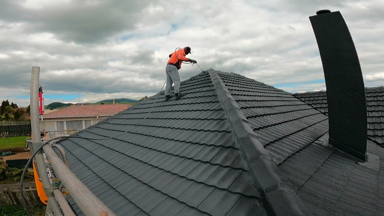 how to recoat concrete tiles roof - YouTube