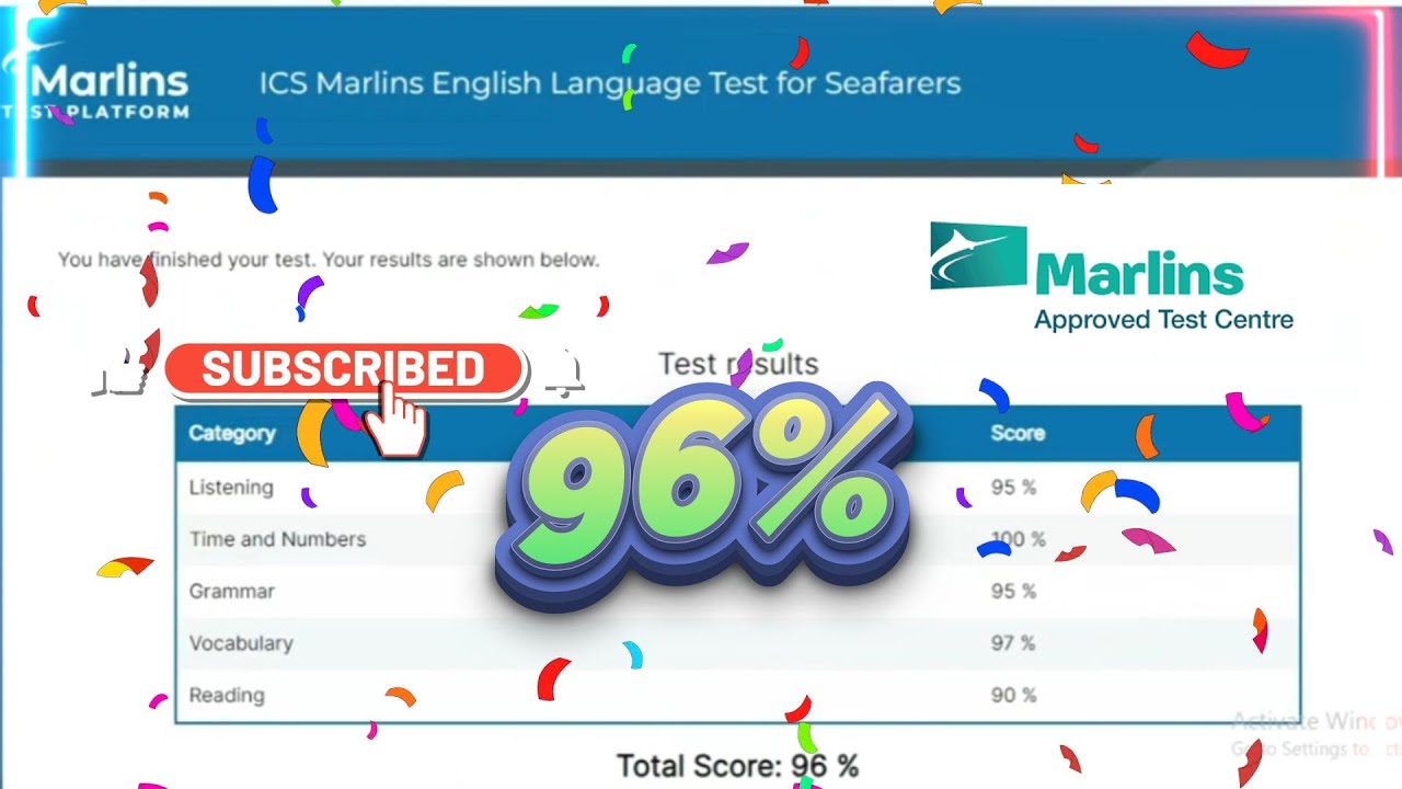 Marlins Test for Seafarer Score 96% - YouTube
