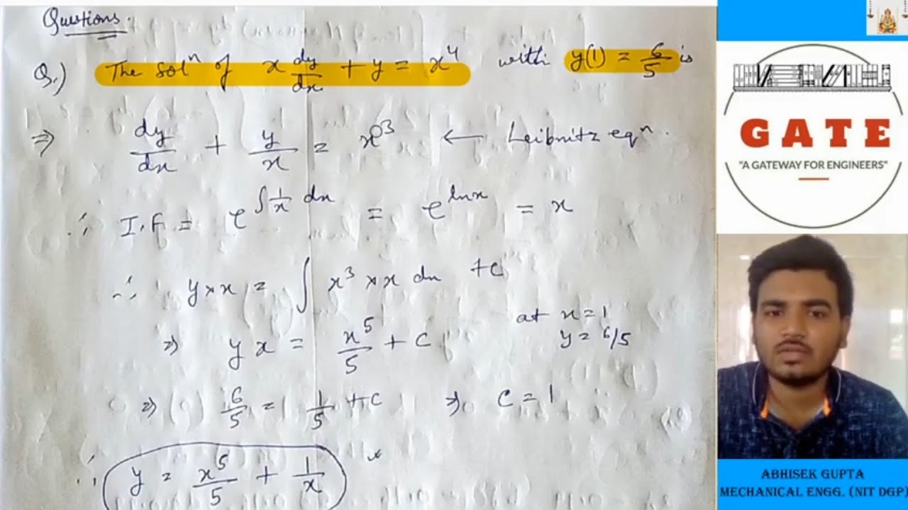 Gate | Mechanical | Engineering Mathematics | Differential Equations ...