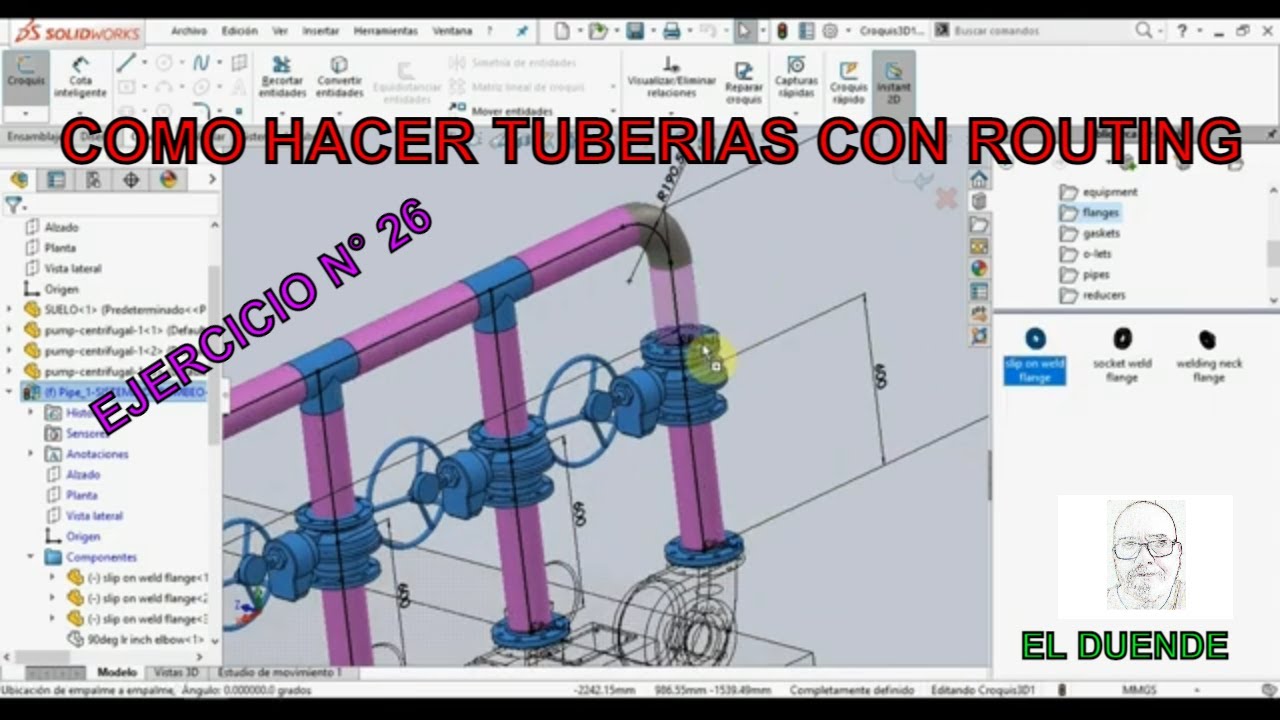 COMO HACER TUBERIAS CON ROUTING EN SOLIDWORKS 2016 - YouTube