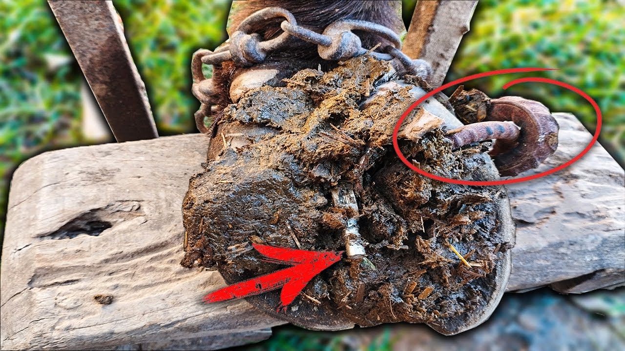 Cow Hoof Cleaning: Removing Nail, Dust, and Nuts! - YouTube