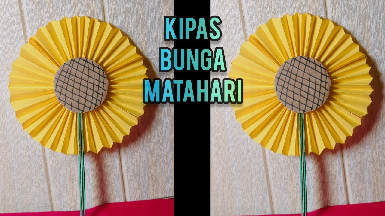 Ide kreatif kipas kertas bunga matahari||sun flower tutorial - YouTube