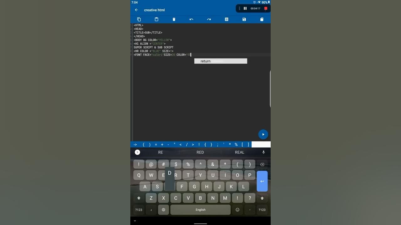 Html Program Sub Script And Super Script Youtube