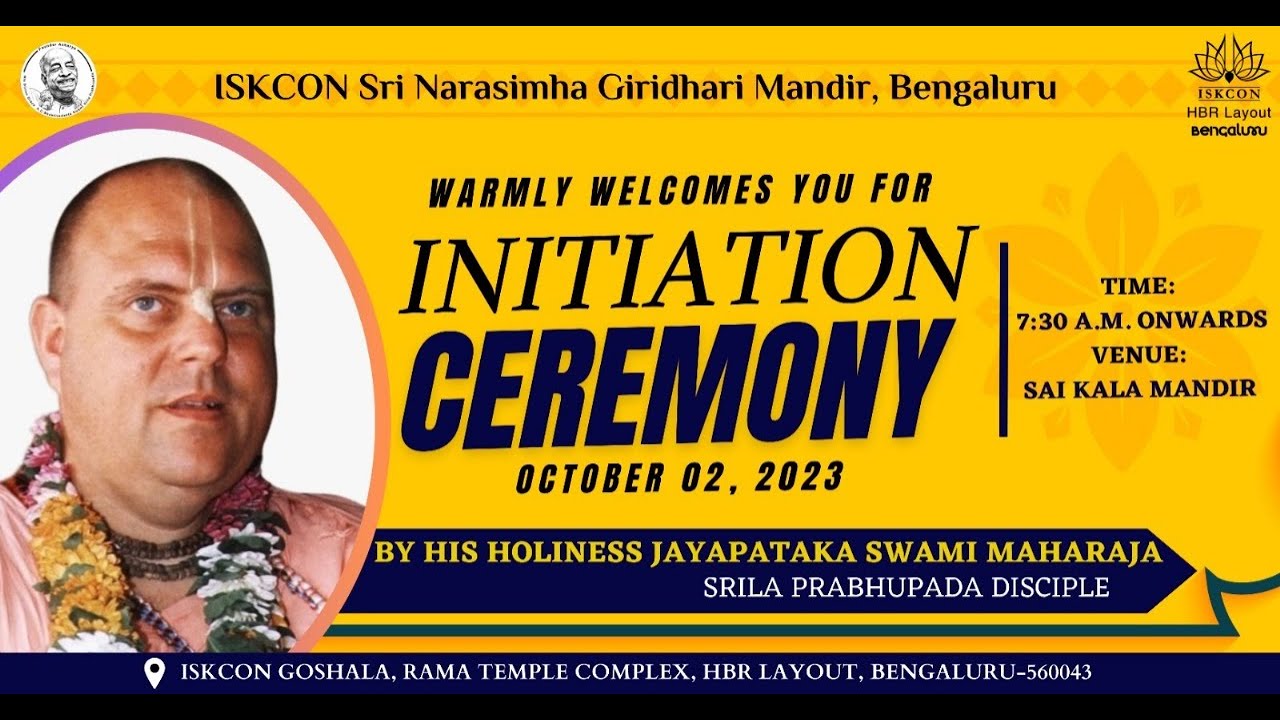 JPS Initiation Ceremony Oct 2nd 2023 || ISKCON HBR Layout Bengaluru ...