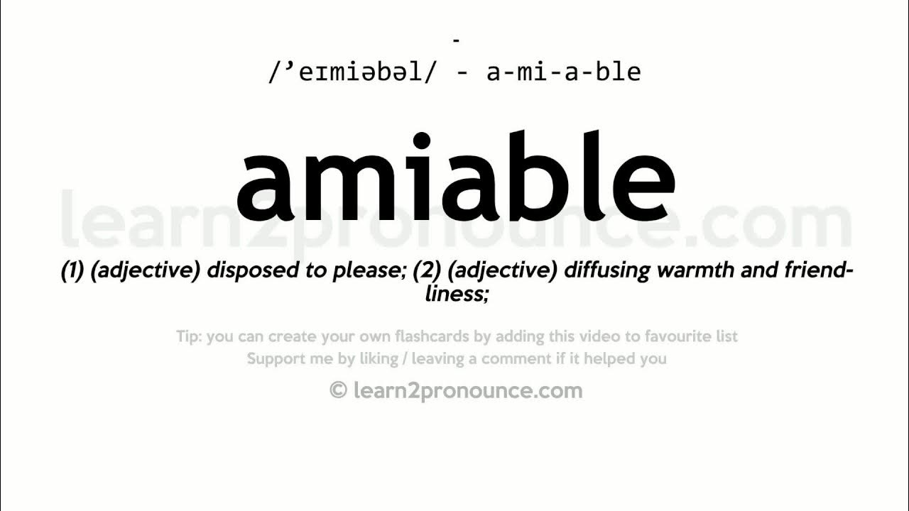 Pronunciation of Amiable | Definition of Amiable - YouTube