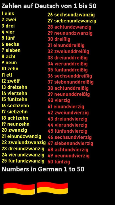 German numbers 1 to 50 - Deutsche Zahlen von 1 bis 50 - YouTube