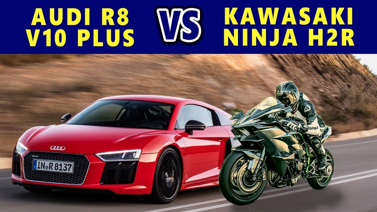 Ninja H2R vs Audi R8 #AudiR8V10Plus #NinjaH2r #H2RvsAudiR8 - YouTube